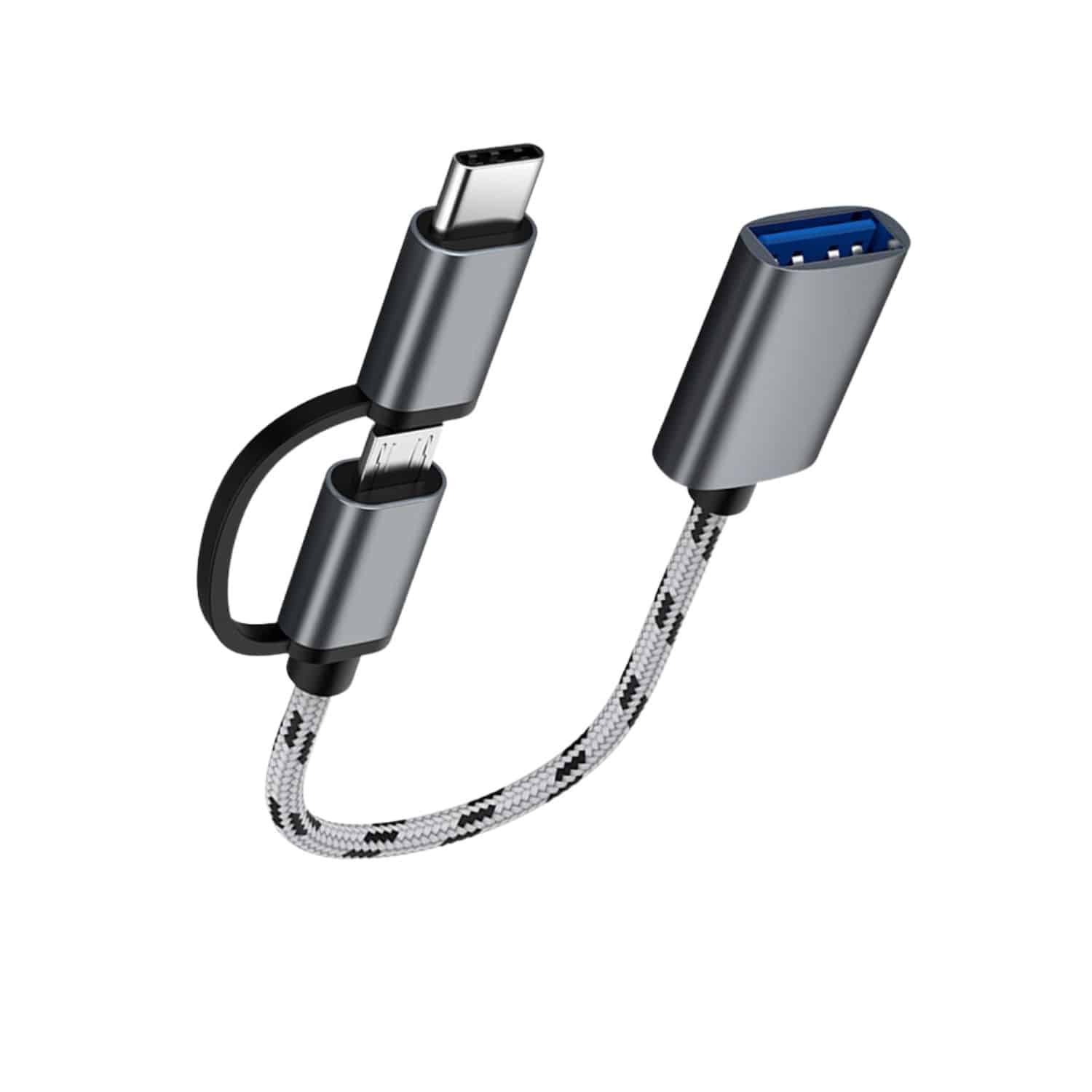 Nylon USB Type C & Micro USB 2 In 1 OTG Adapter Cable | SHOPEE MALL ...